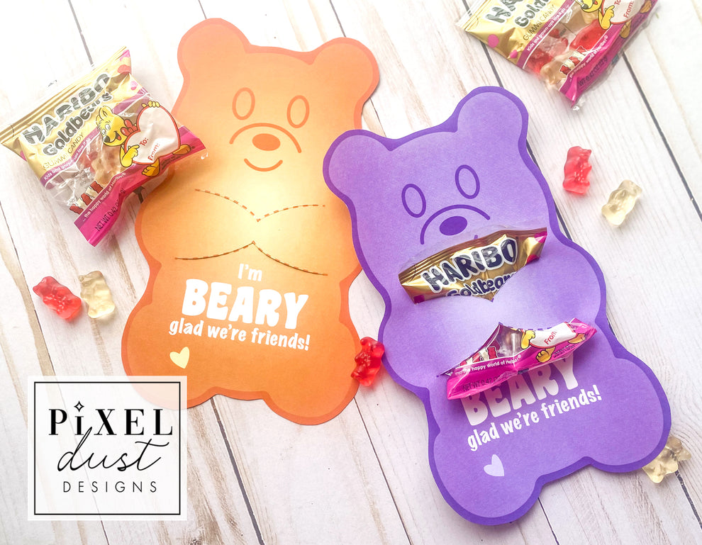 Gummy Bear Printable Treat Holder Valentine Cards, Classroom Valentines ...