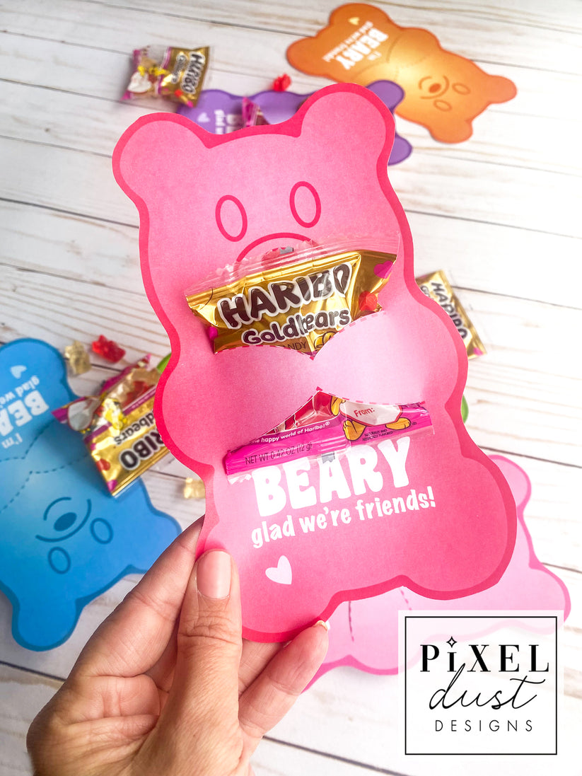 Gummy Bear Printable Treat Holder Valentine Cards, Classroom Valentines ...