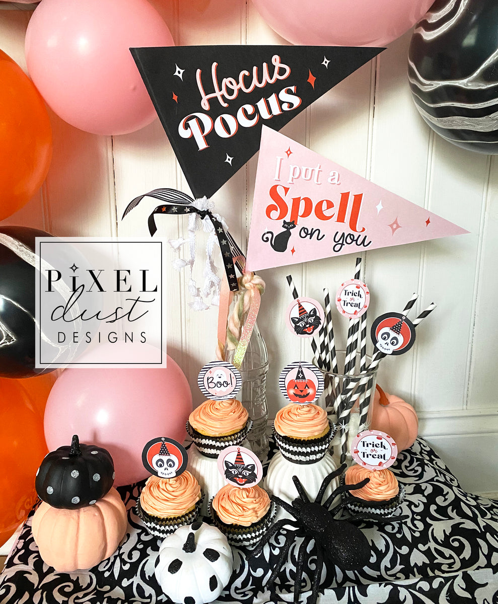 Retro-inspired Halloween Printable Cupcake Toppers, Cupcake Picks ...