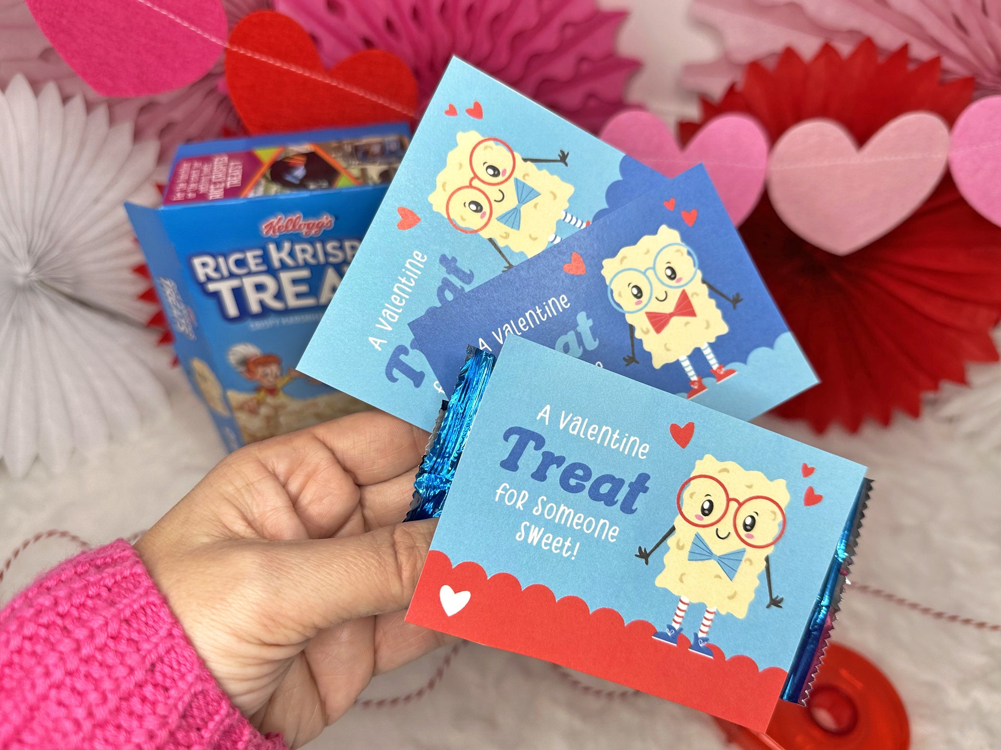 Rice Krispie Treats Printable Blue Valentines – Pixeldust Designs