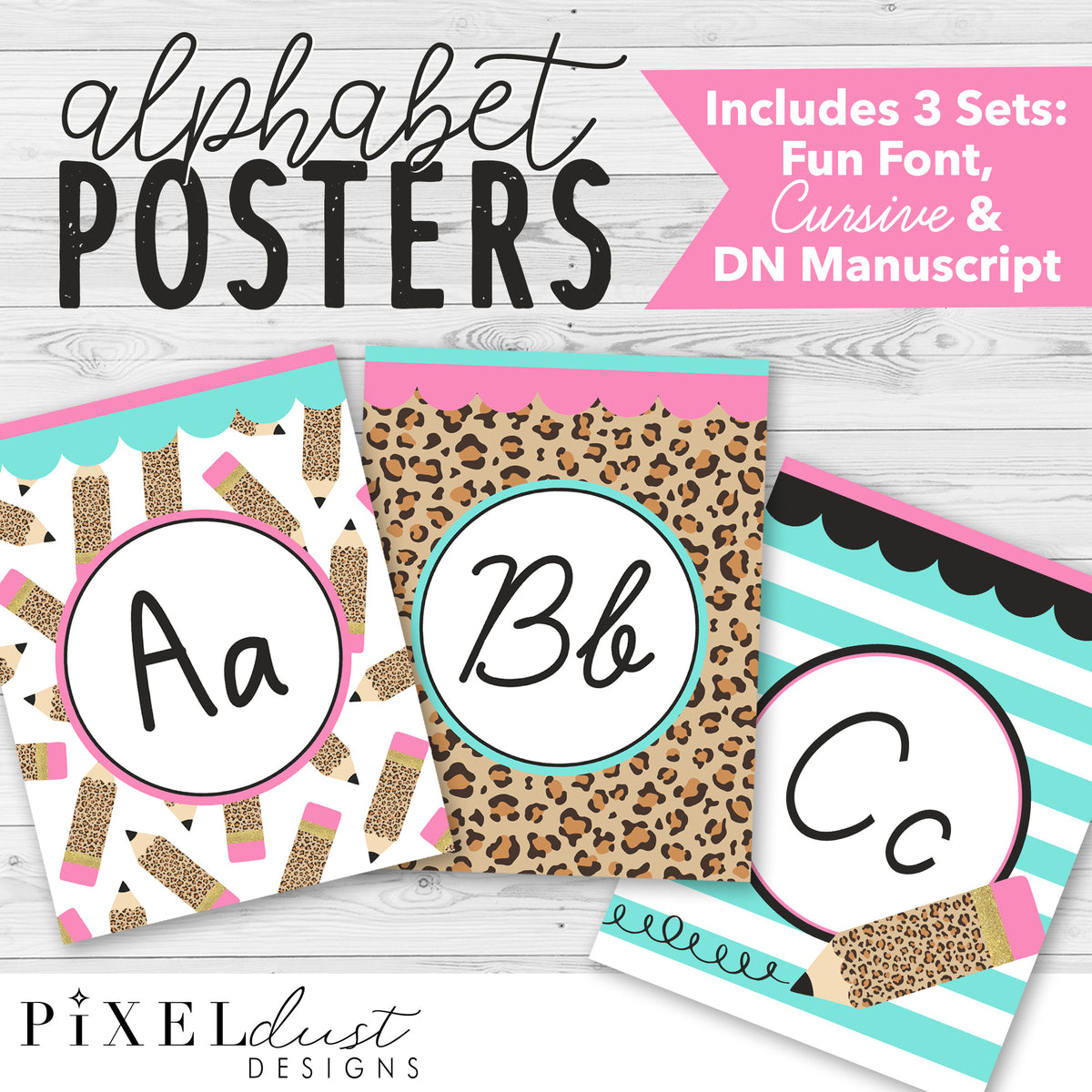 Leopard Print Alphabet Posters – Pixeldust Designs