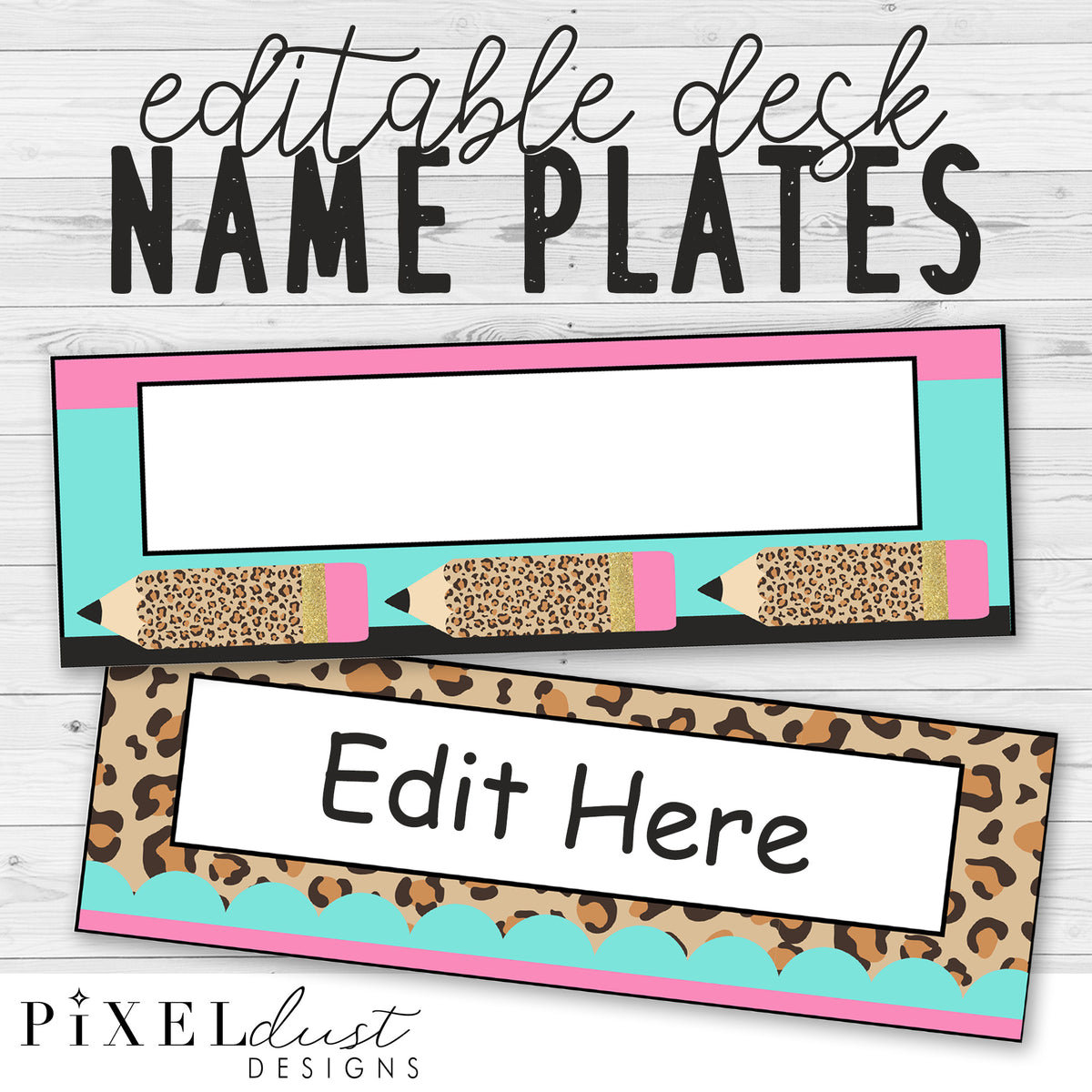 Leopard Print Desk Name Plates – Pixeldust Designs