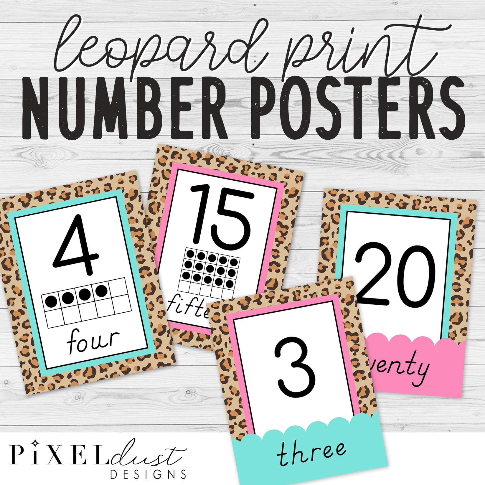 Leopard Print Number Posters for Elementary Classrooms – Pixeldust Designs