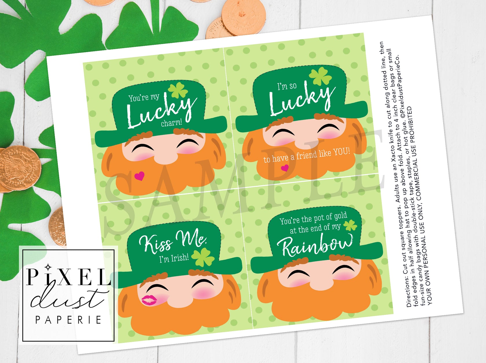 St. Patrick's Day Leprechaun Treat Bag Toppers – Pixeldust Designs