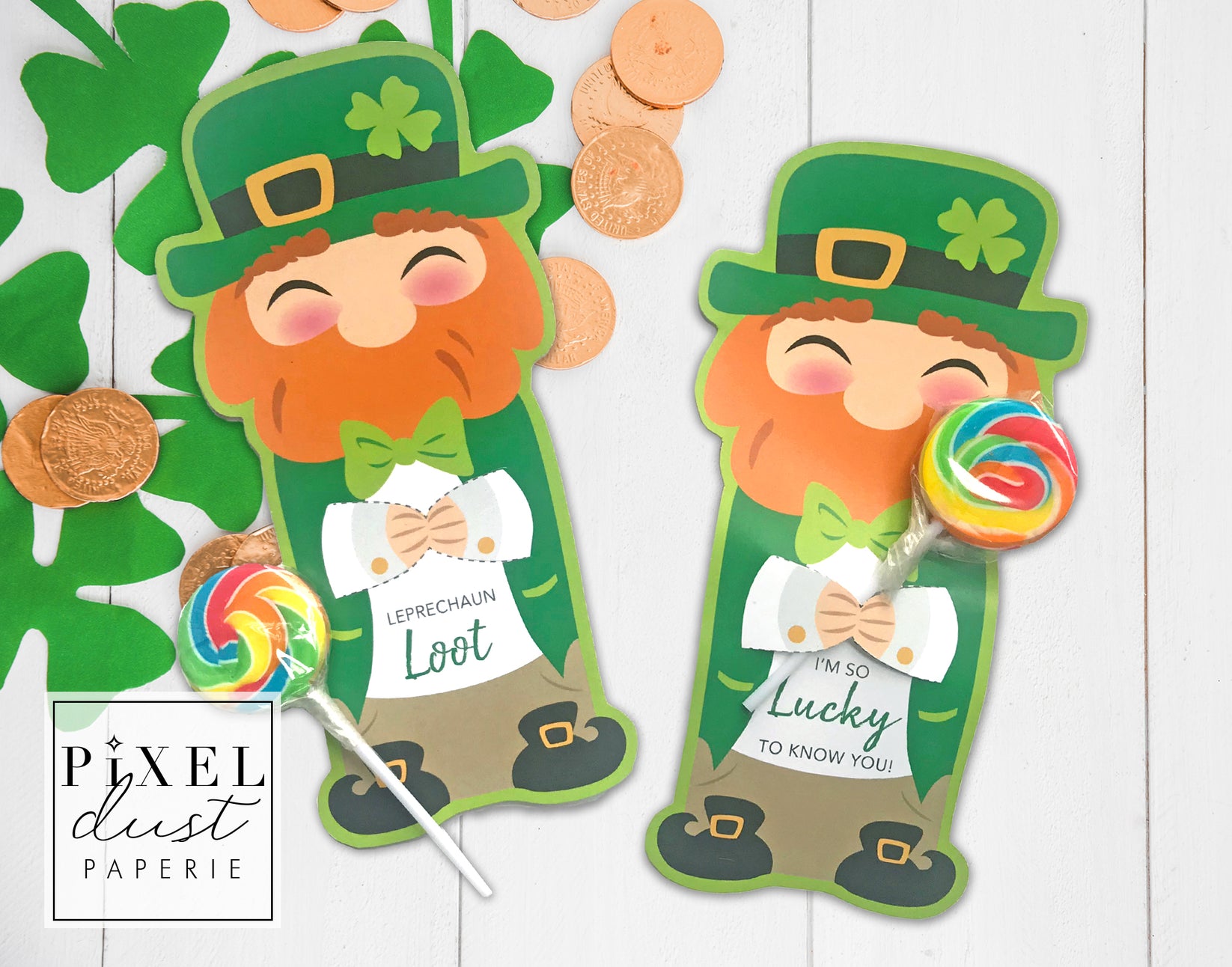 St. Patrick's Day Leprechaun Printable Treat Holder Card – Pixeldust ...