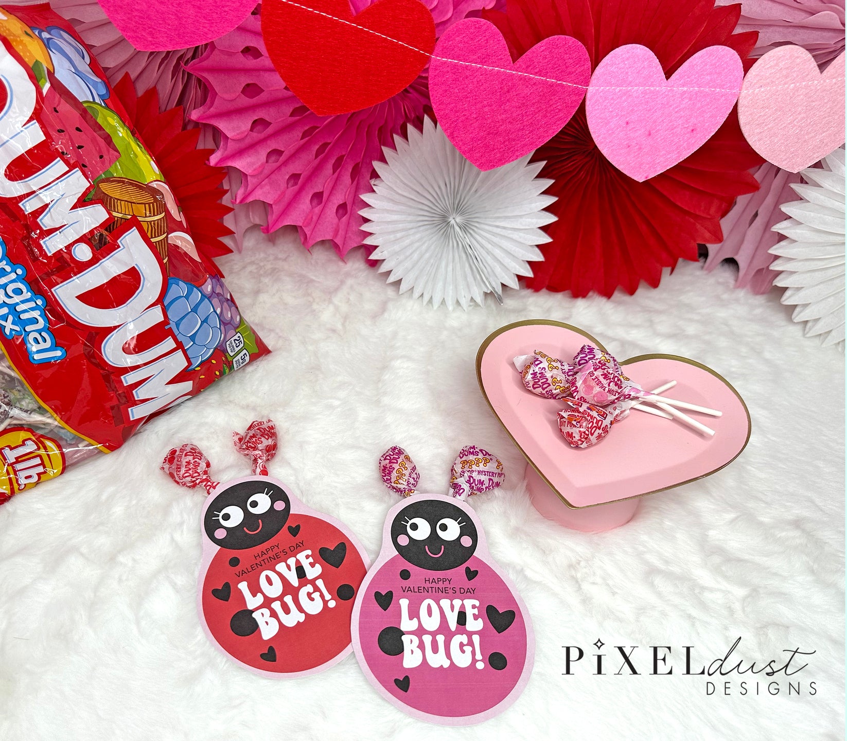 Love Bug Lollipop Printable Kid's Classroom Valentine Cards – Pixeldust ...