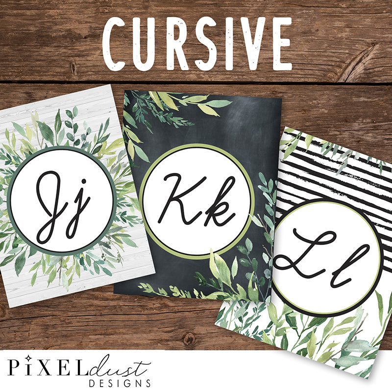 Modern Magnolia Classroom Manuscript Print and Cursive Aphabet Posters ...