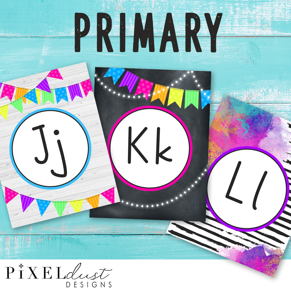 Neon Classroom Alphabet Posters, D'Nealian Manuscript, Primary and ...