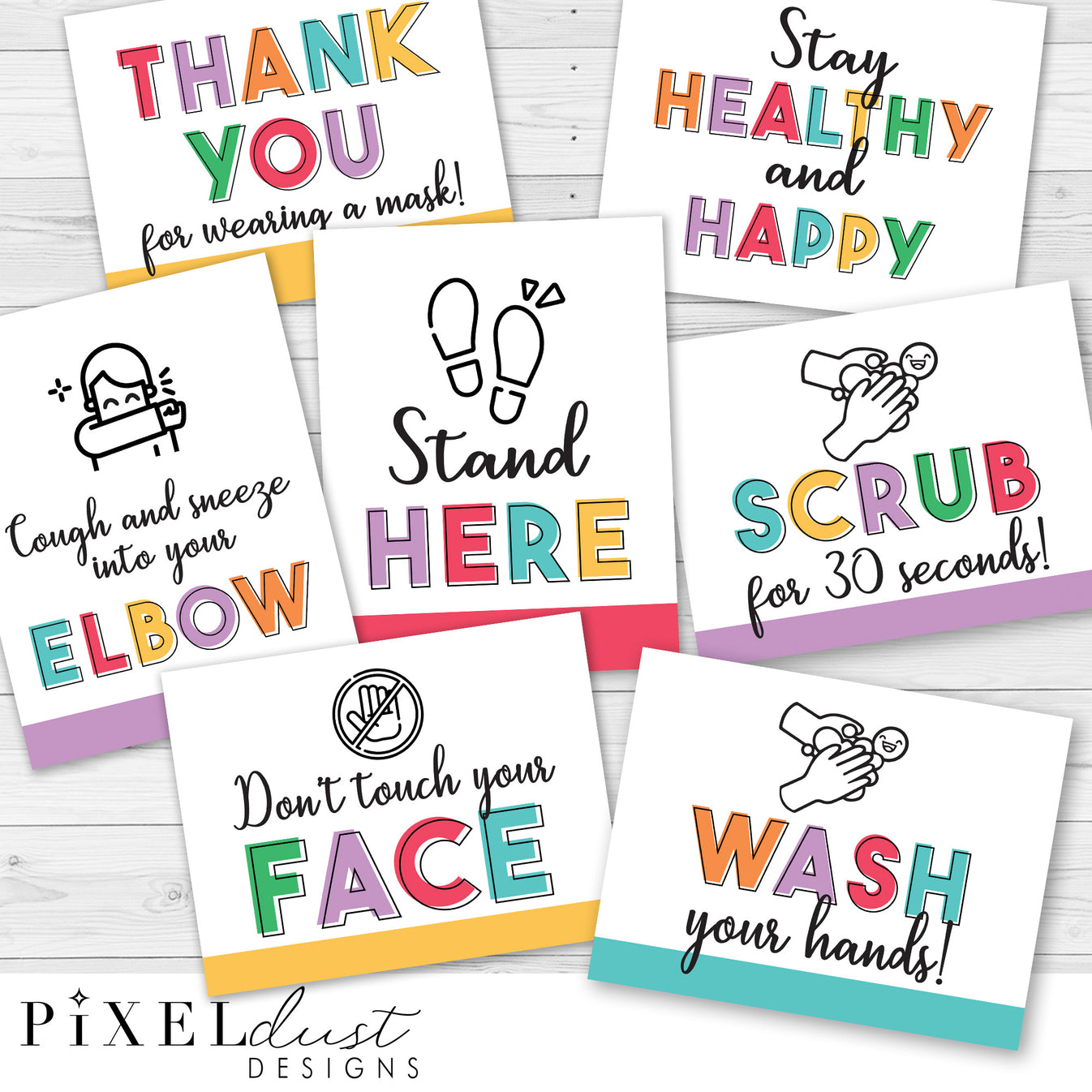 Health and Hygiene Poster Set, Hand Sanitizer Station Posters ...