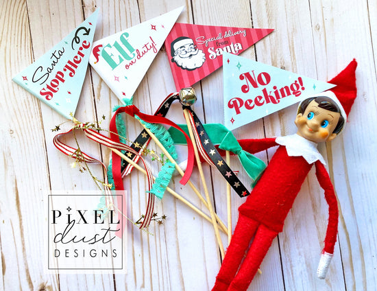 FULL SET of Elf on the Shelf Pennant Flags, Set of 16 Mini Pennant ...