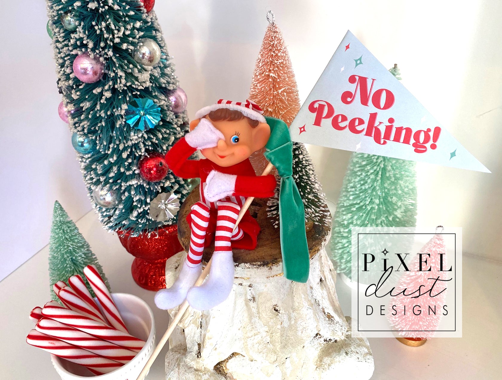 FULL SET of Elf on the Shelf Pennant Flags, Set of 16 Mini Pennant ...