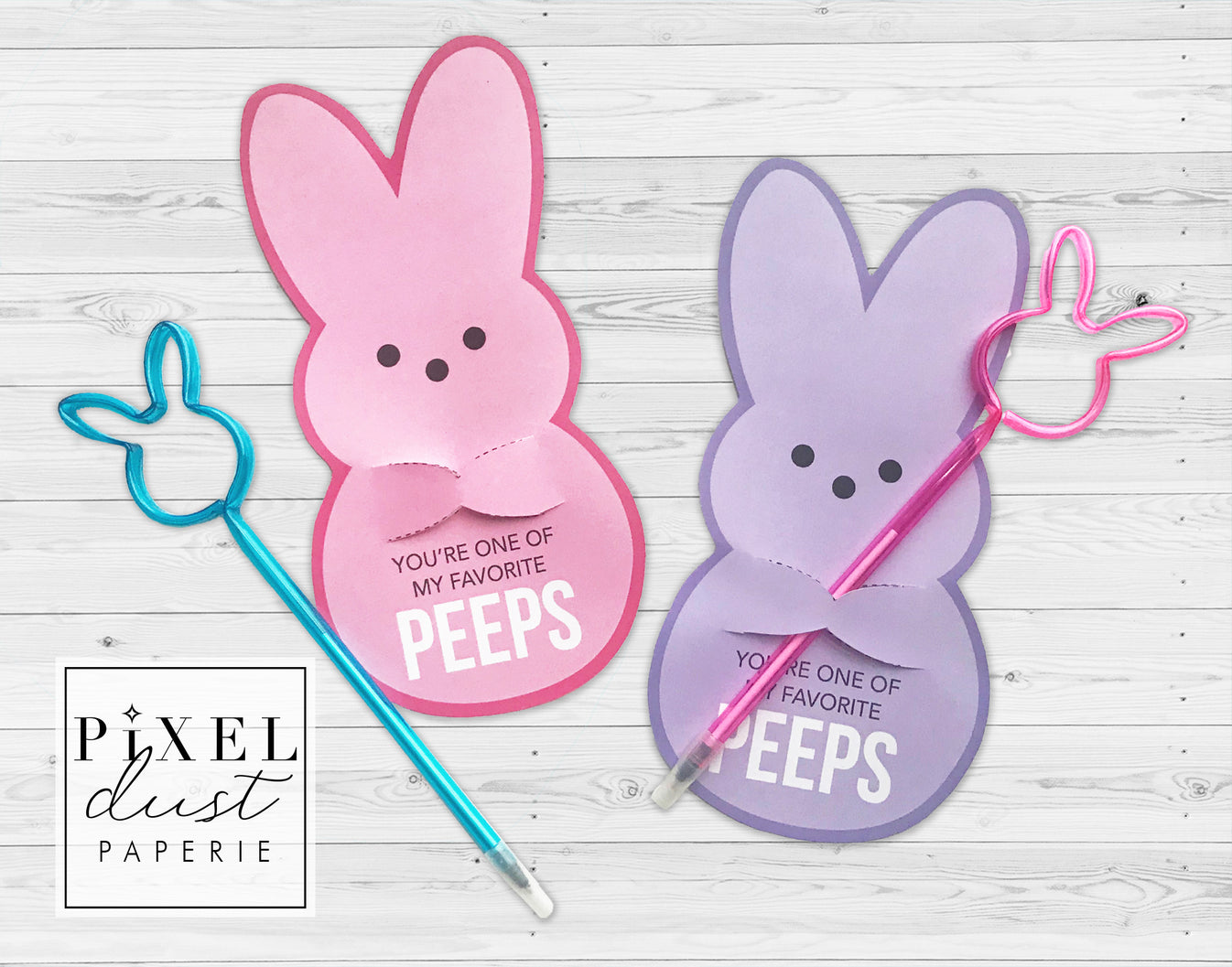 Peeps Bunny Printable Easter Treat Holder Card – Pixeldust Designs