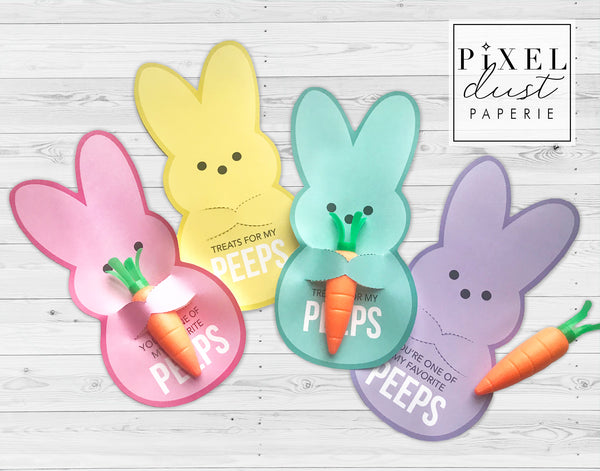 Peeps Bunny Printable Easter Treat Holder Card – Pixeldust Designs