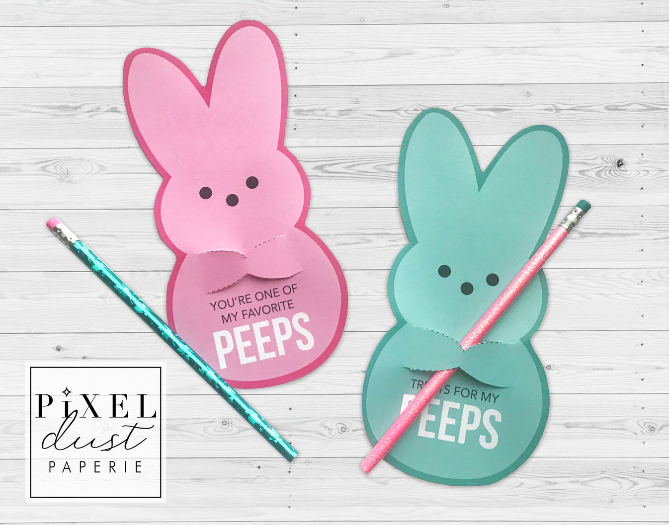 Peeps Bunny Printable Easter Treat Holder Card – Pixeldust Designs