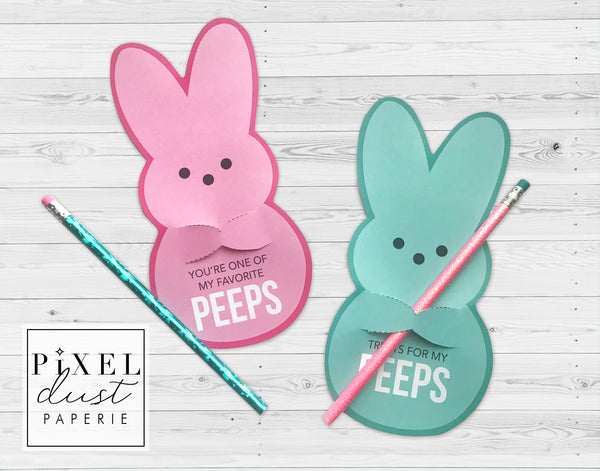 Peeps Bunny Printable Easter Treat Holder Card – Pixeldust Designs