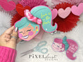 Scrunchie Ponytail Girl Valentines, Printable File, Valentine's Day Ca ...