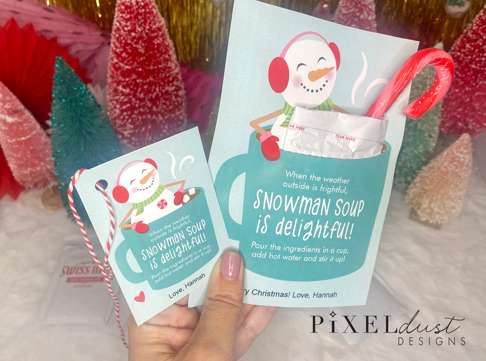 Snowman Soup, Hot Chocolate Mix Christmas Instruction Cards / Gift Tags ...