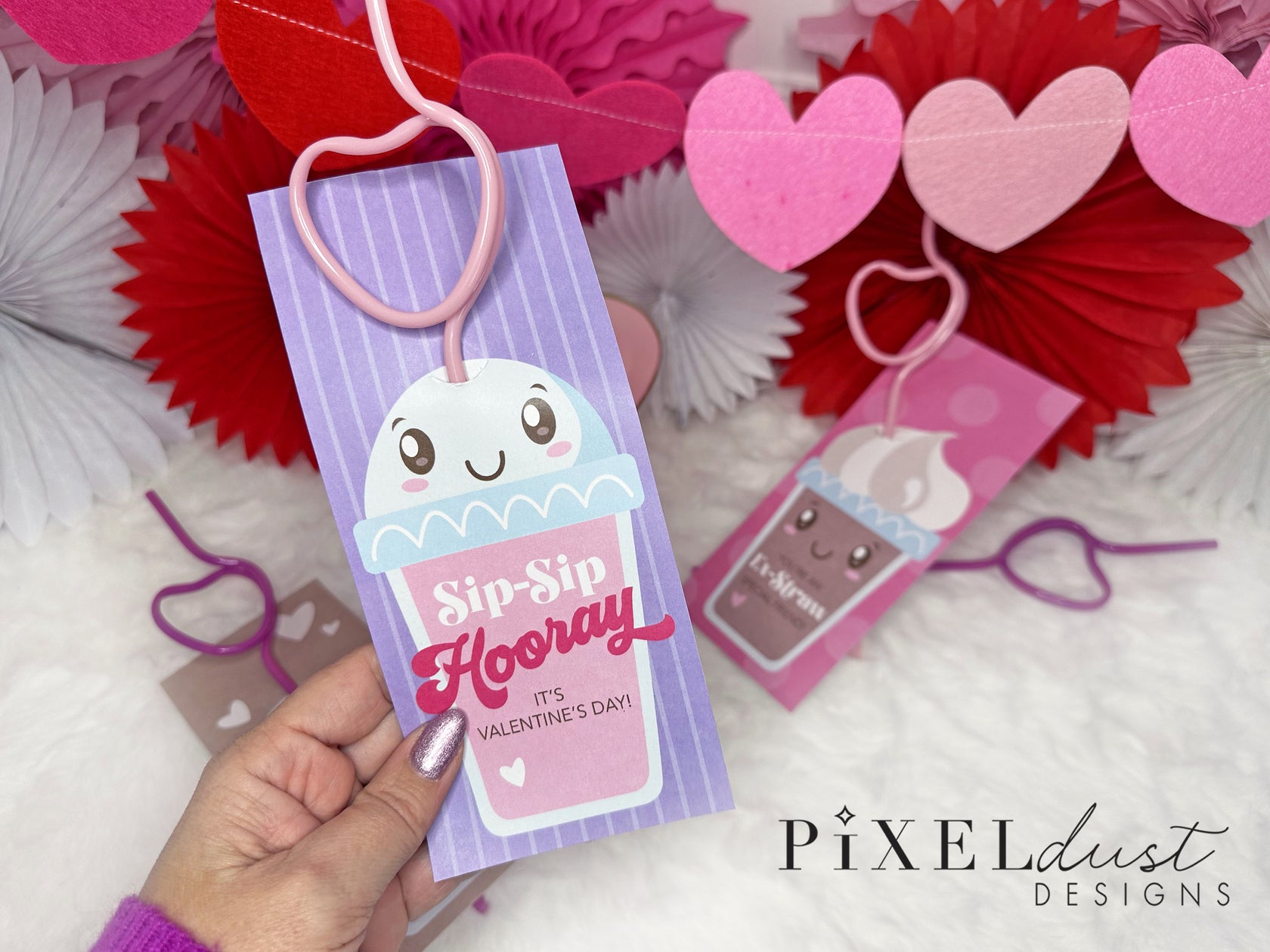 Silly Straw, Milkshake Printable Valentine Cards – Pixeldust Designs
