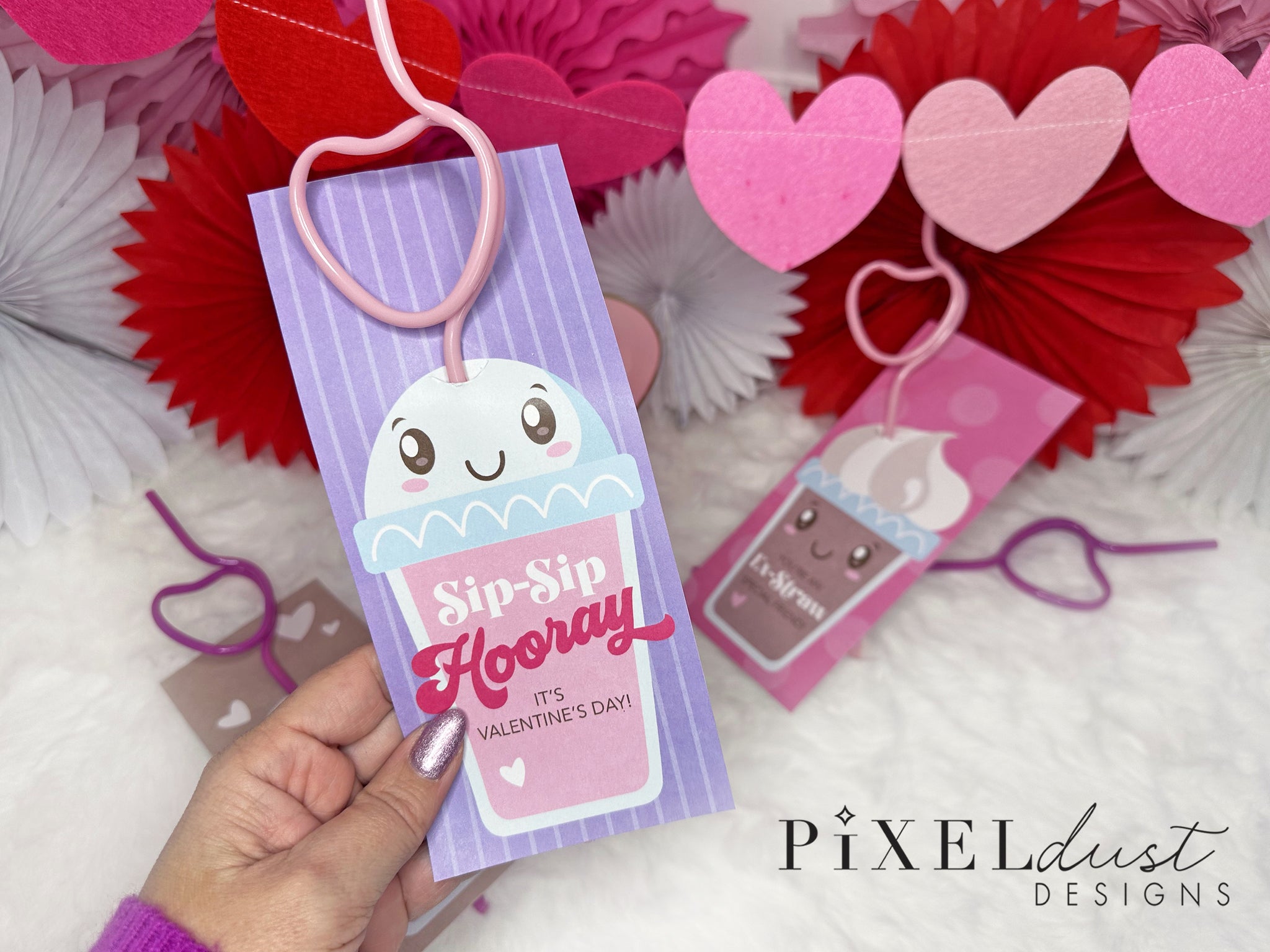 Silly Straw, Milkshake Printable Valentine Cards – Pixeldust Designs