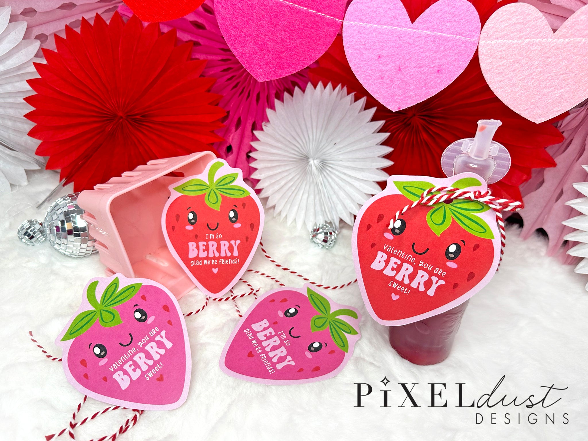 Berry Sweet Strawberry Printable Valentine Cards for Kids – Pixeldust ...