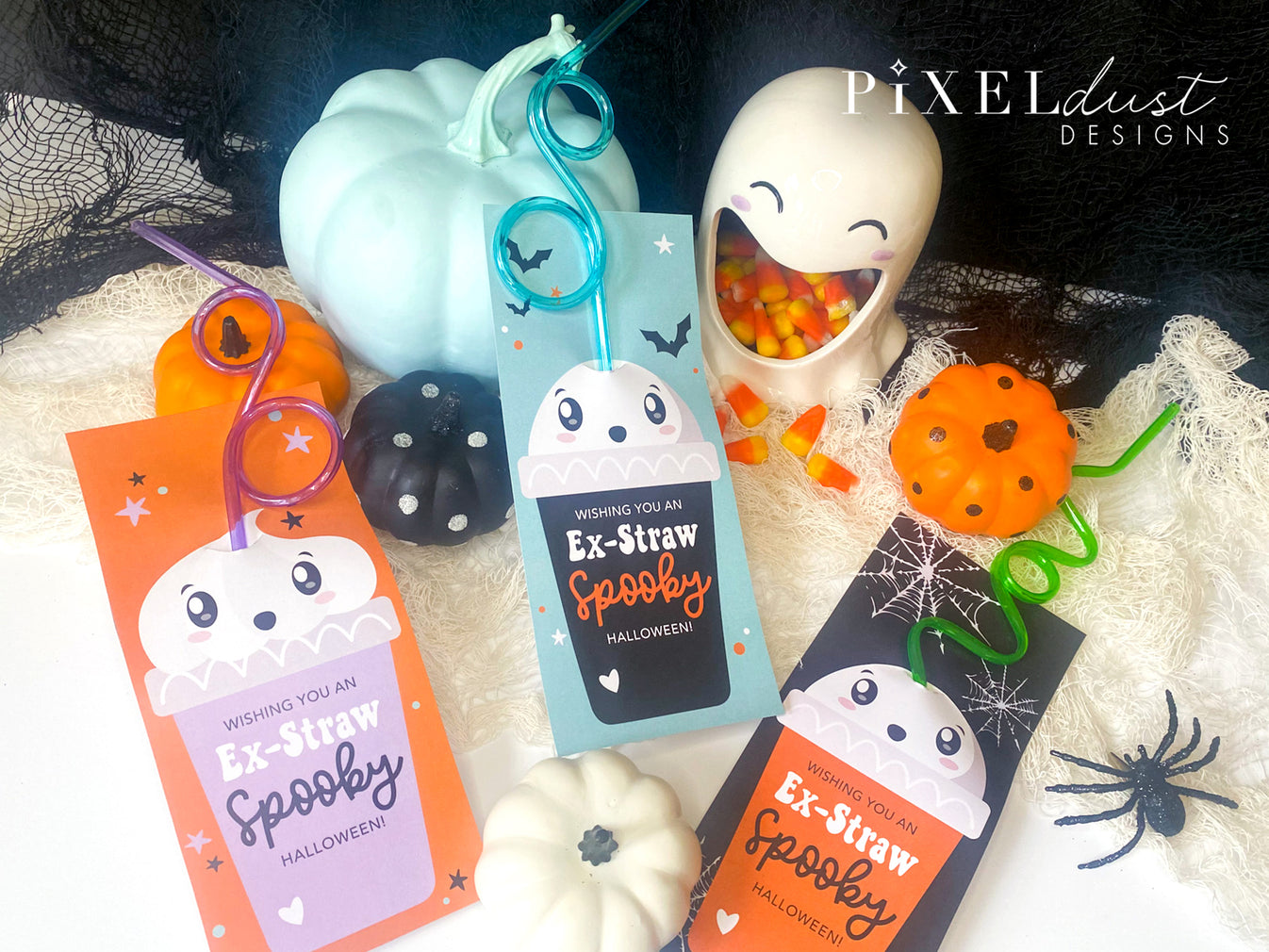 Spooky Silly Straw Printable Halloween Cards for Kids – Pixeldust Designs