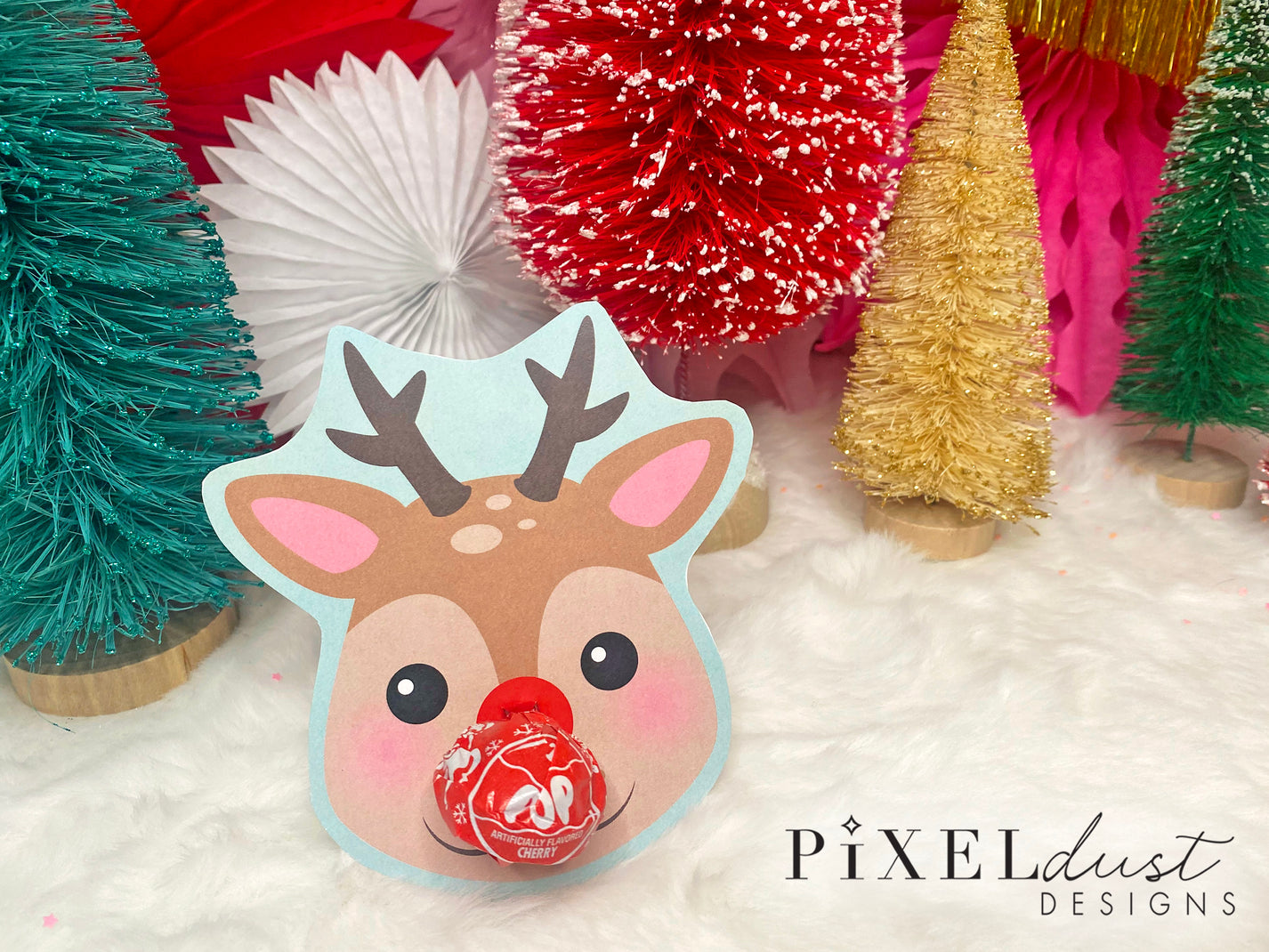 Rudolph and Santa Lollipop Nose Christmas Sucker Cards for Kids ...