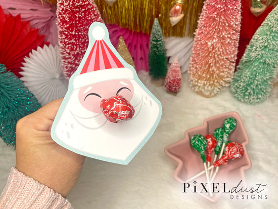 Rudolph and Santa Lollipop Nose Christmas Sucker Cards for Kids ...