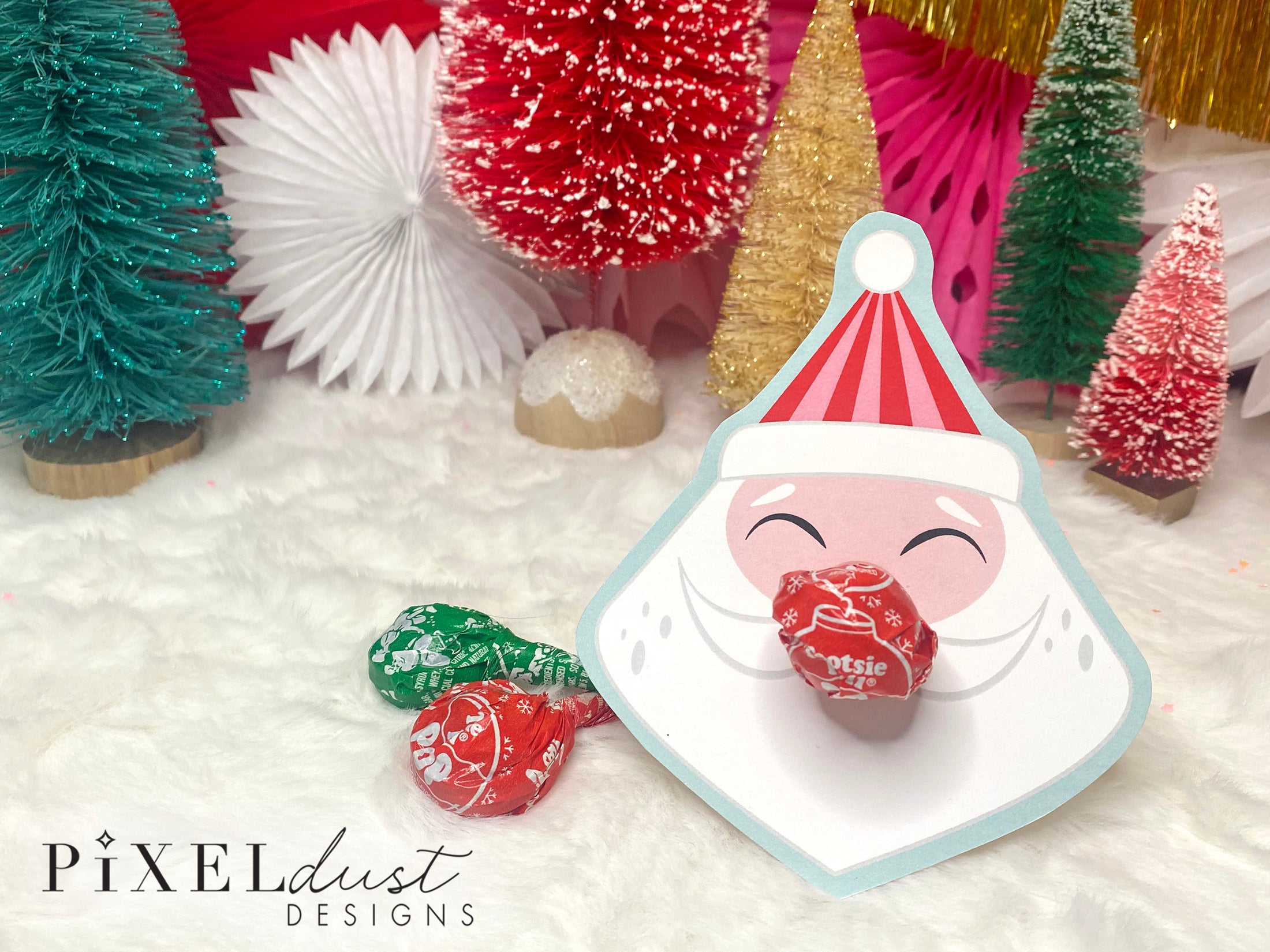 Rudolph and Santa Lollipop Nose Christmas Sucker Cards for Kids ...