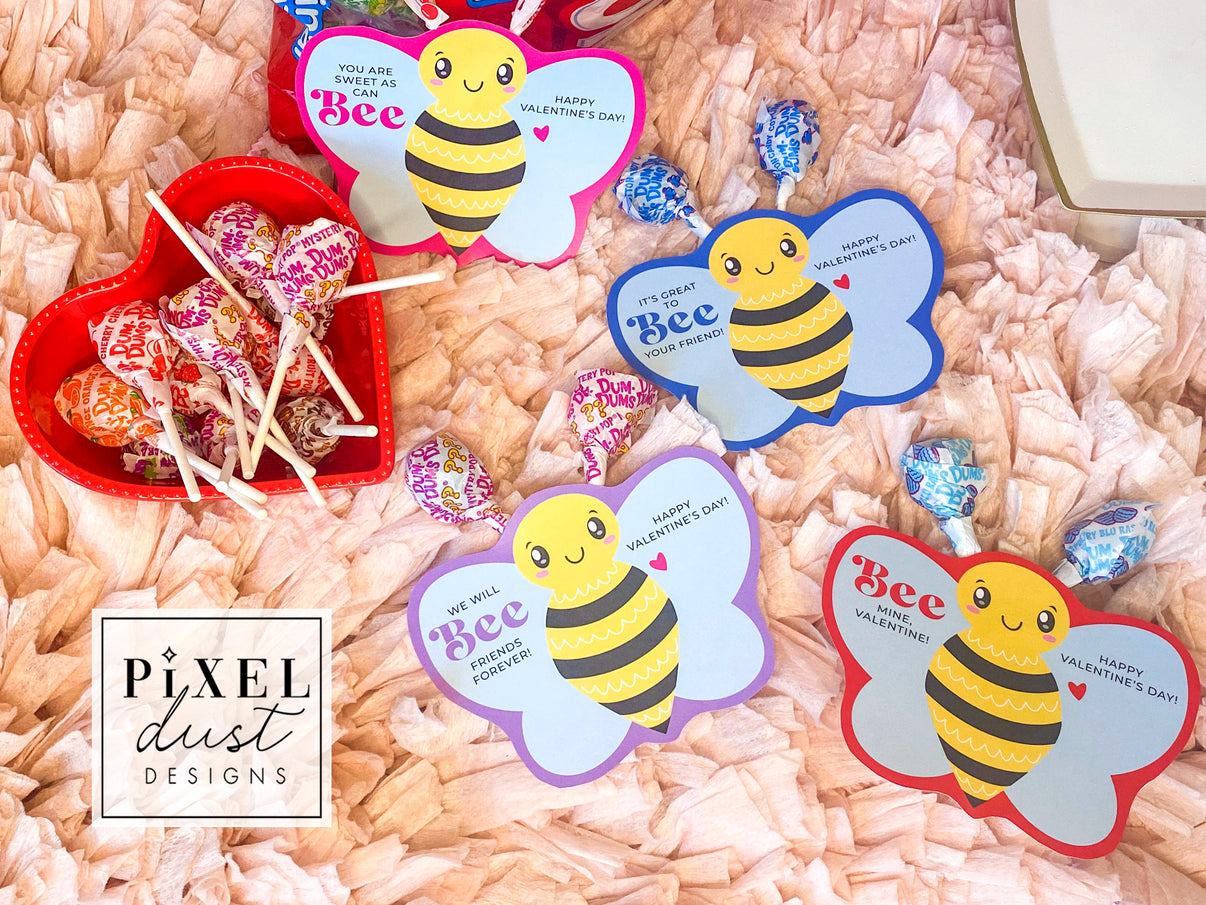 Bee Mine Lollipop Printable Valentine Cards, Bumble Bee Valentines ...