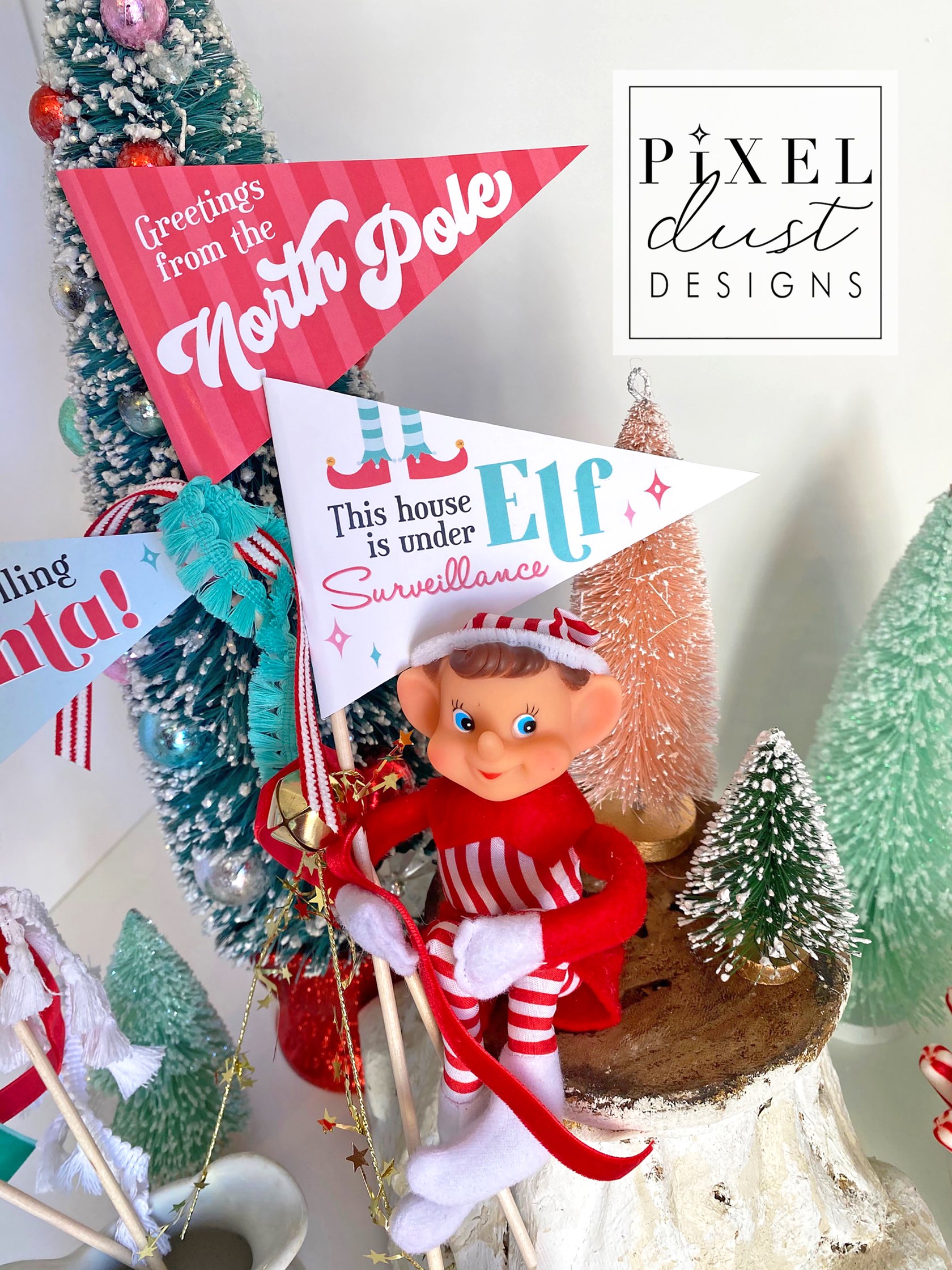 FULL SET of Elf on the Shelf Pennant Flags, Set of 16 Mini Pennant ...