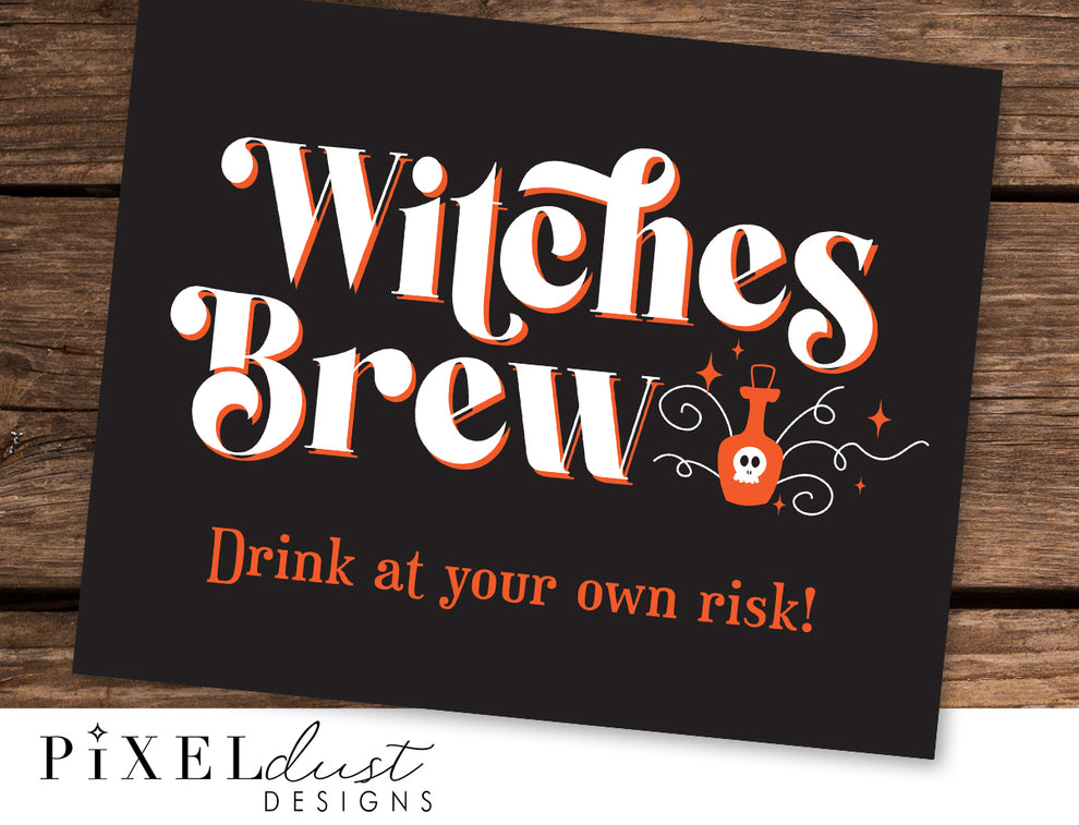 Witches Brew Printable Halloween Sign, Halloween Party Home Decor 8x10 ...